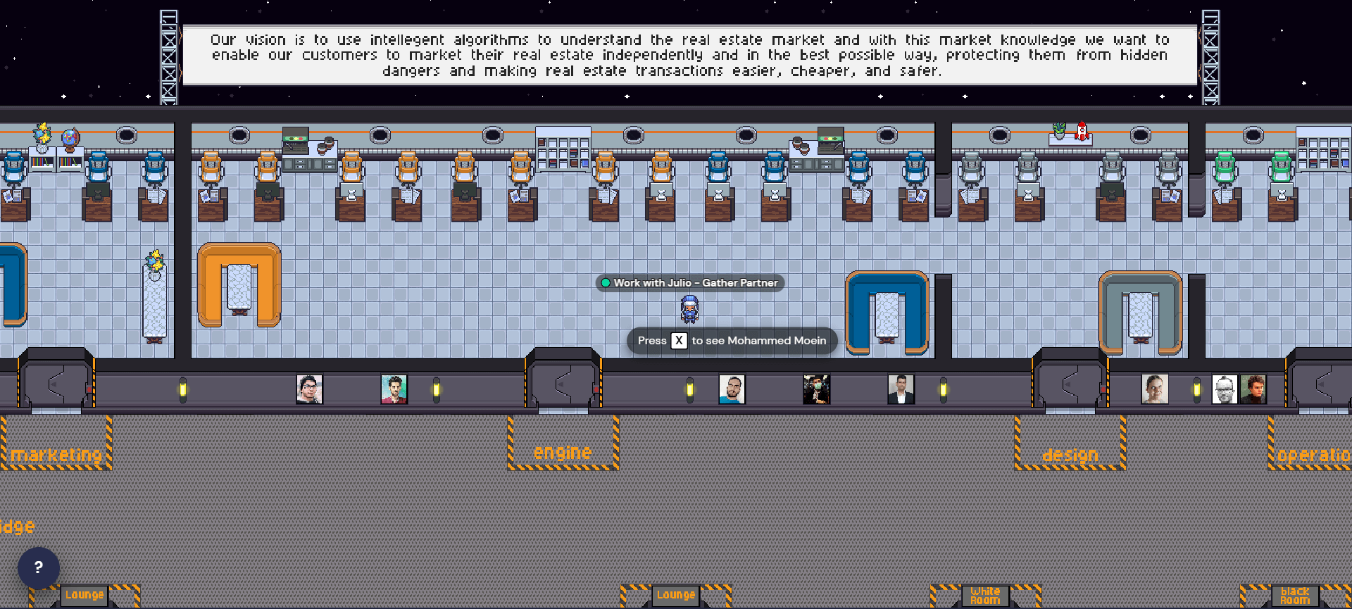 Spaceship Office Portfolio for IREEN Team - Gather Town Space